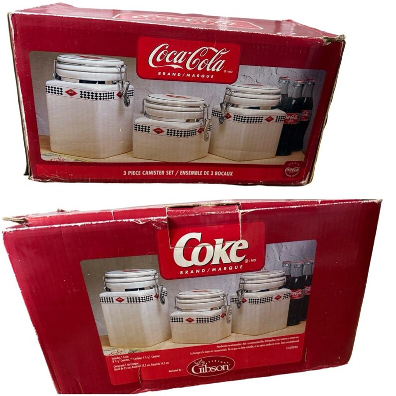 Coca-cola Canister Set White & Red Set of 3 Sizes - Etsy