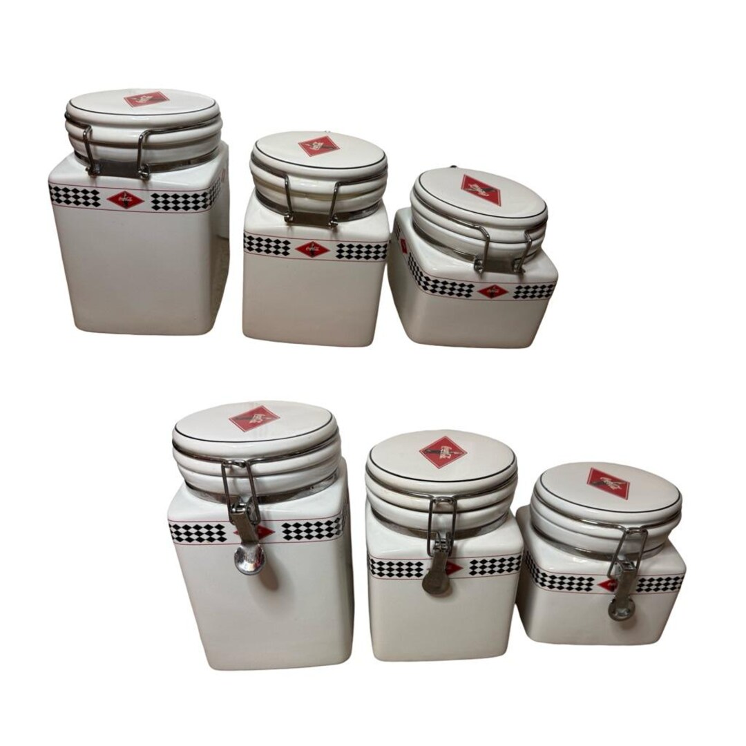 Coca-cola Canister Set White & Red Set of 3 Sizes - Etsy