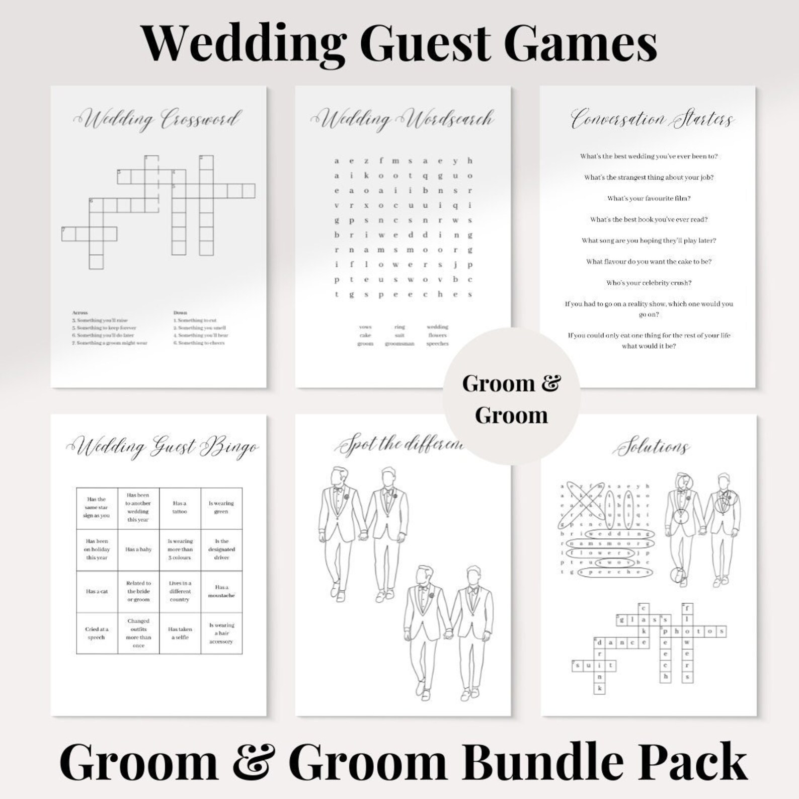 Groom & Groom Wedding Guest Games Wedding Reception Table Games Ice ...