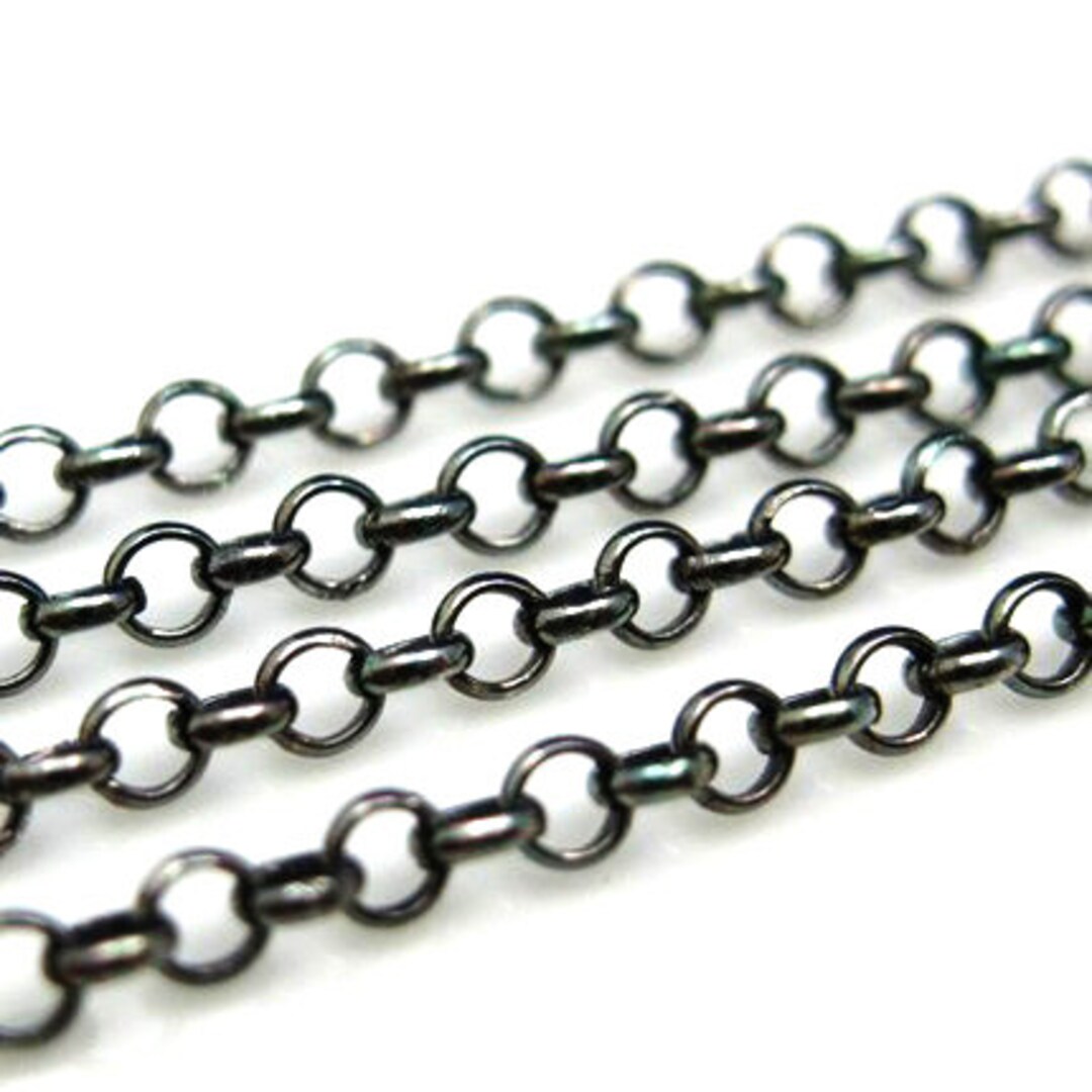 Oxidized Sterling Silver Rolo Chain ,dark Oxidized Silver Chain,rolo ...