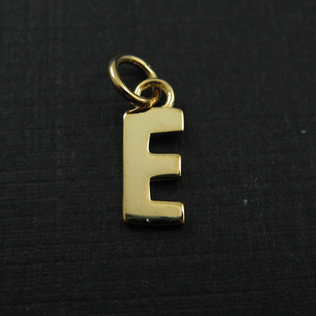 Vermeil Charm Initial, Smooth Letter Charms Letter E 18K Gold Plated ...
