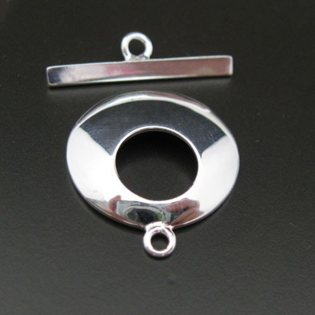 Sterling Silver Toggle Clasp - Smooth Plain Shape Fancy Round Toggle ...