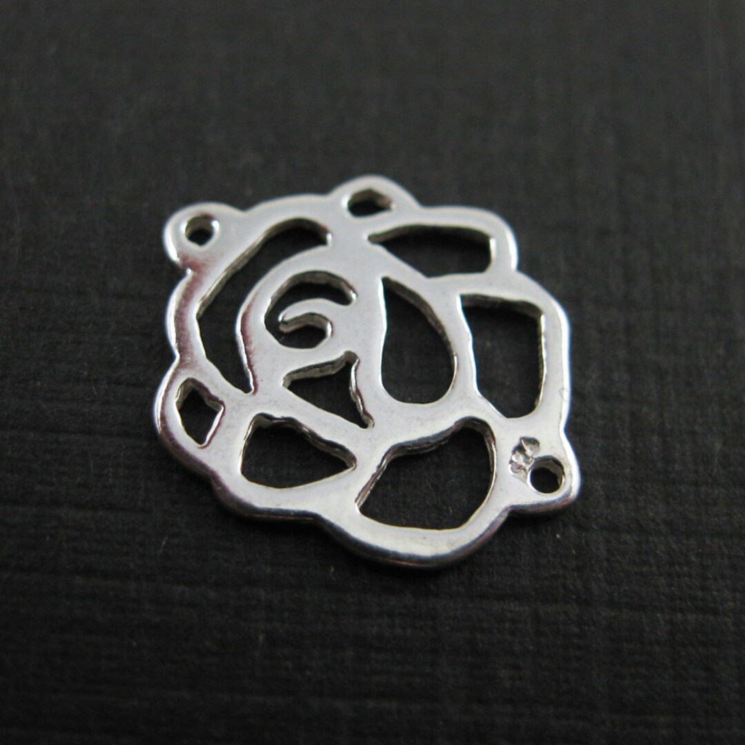 Silver Charm Connector-sterling Silver Rose Connectors-rose Charm or ...