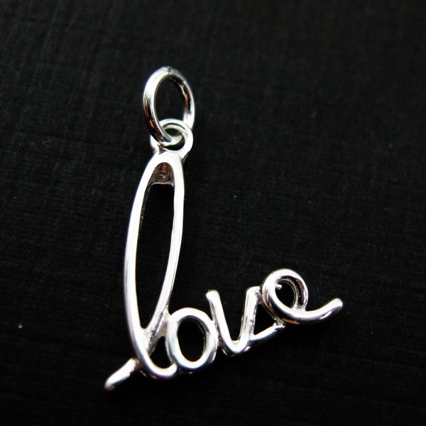 Sterling Silver Love Charm - Etsy