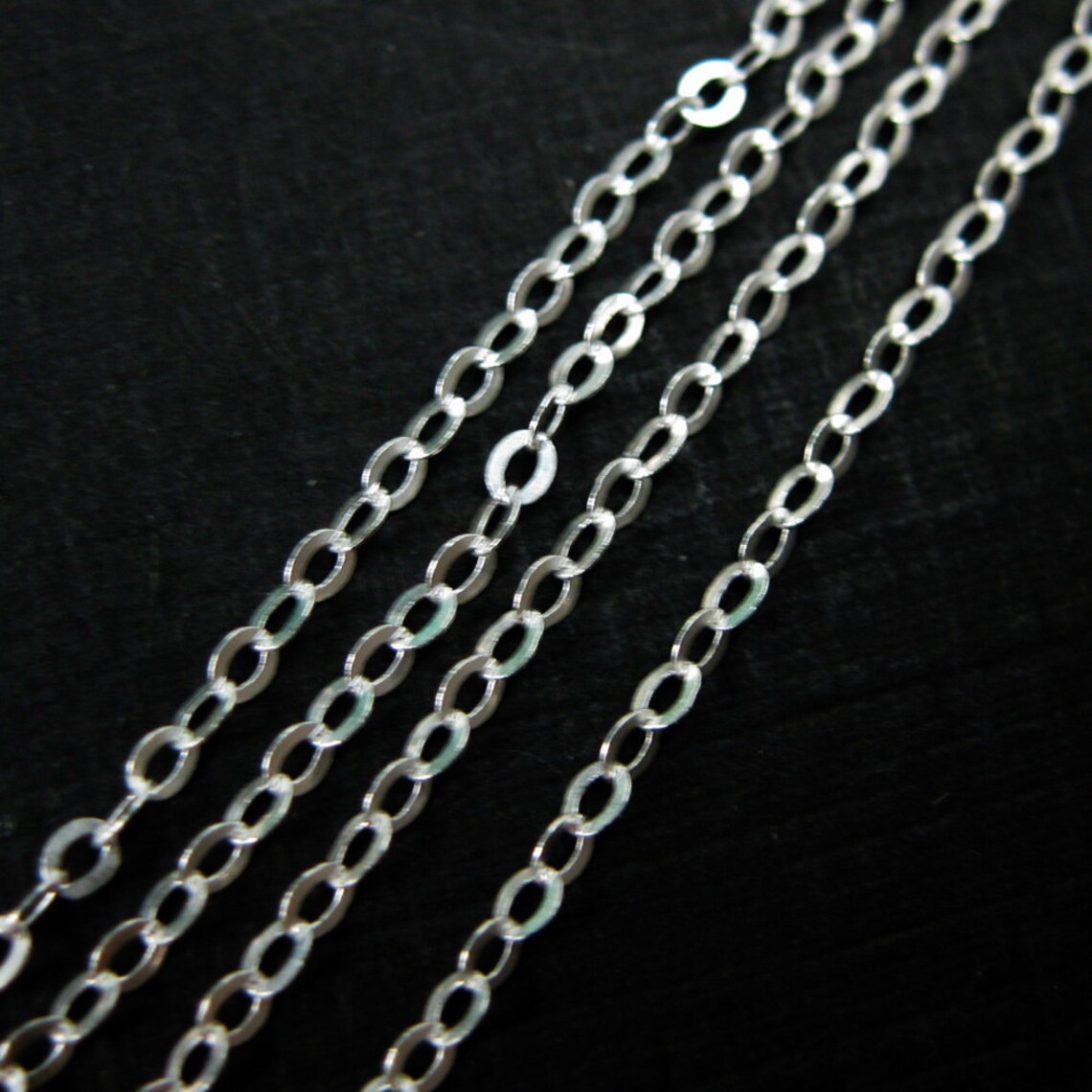 925 Sterling Silver Unfinished Bulk Chain, Cable Flat Oval ( 3 Feet or ...