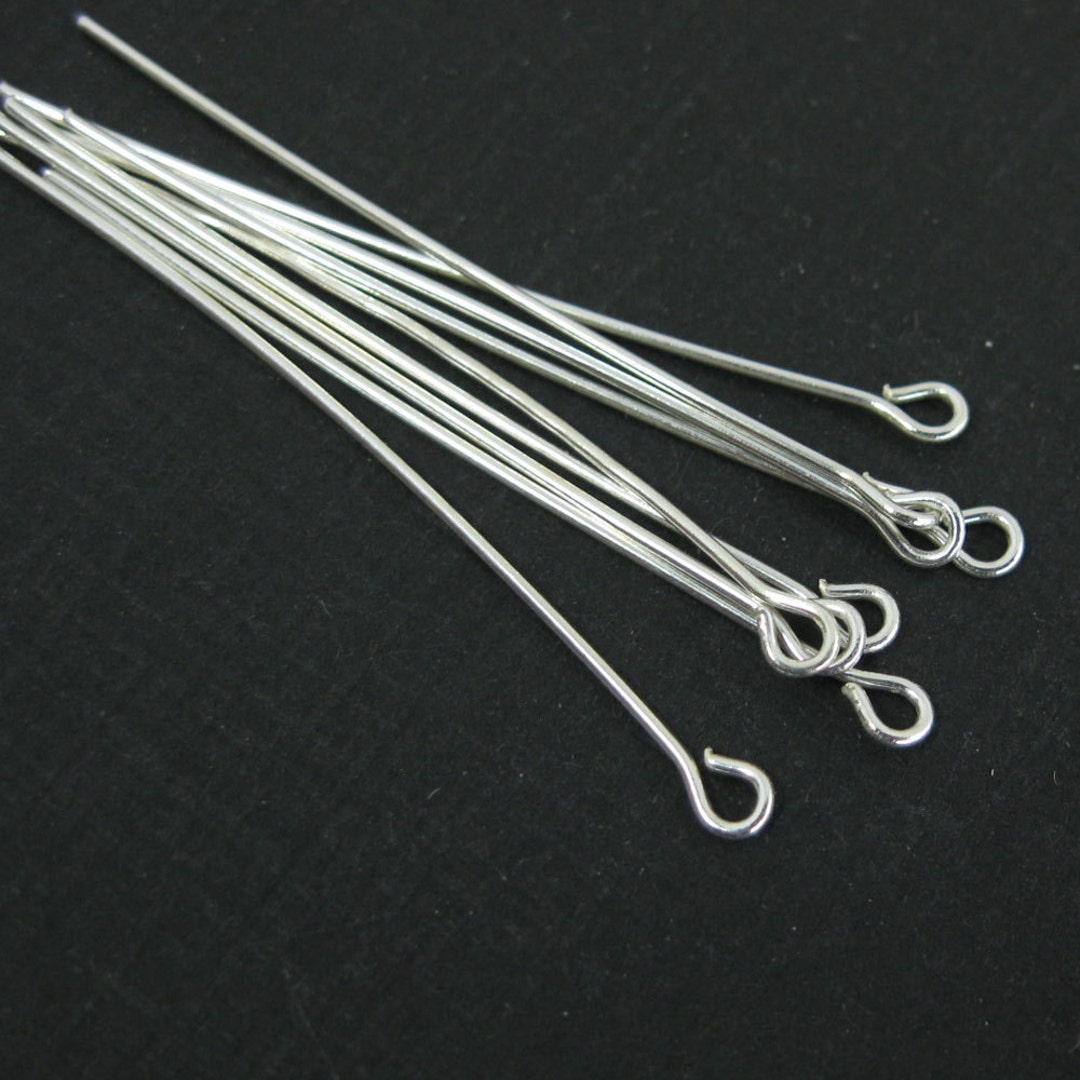 Eyepins-sterling Silver Open Eye Pins- Head Pins - 22ga - 1 Inch ...