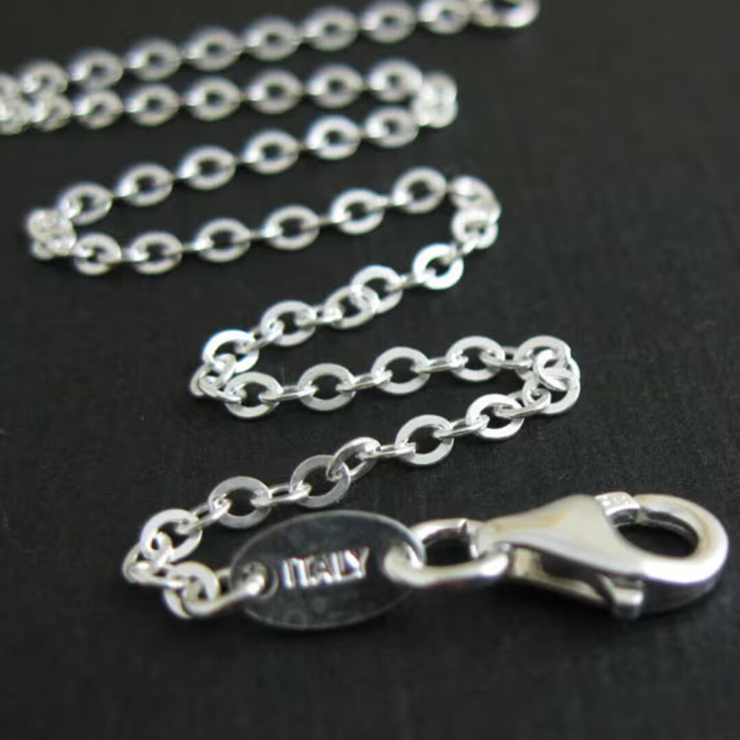 Sterling Silver Necklace-925 Sterling Silver Chain - 2.3mm Strong Flat ...