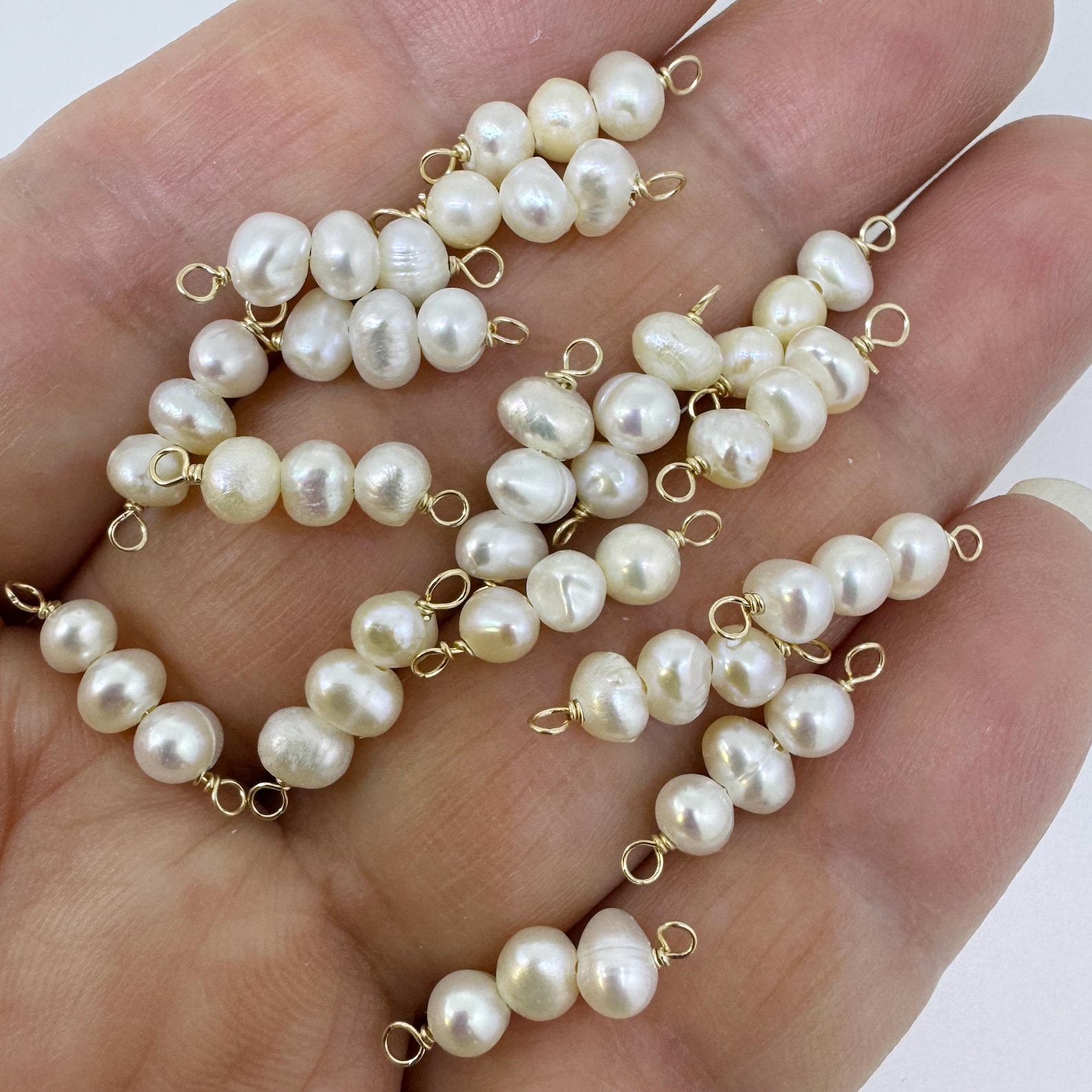 4mm Freshwater Pearl Connectors-sterling Silver or Gold Filled Pearl ...