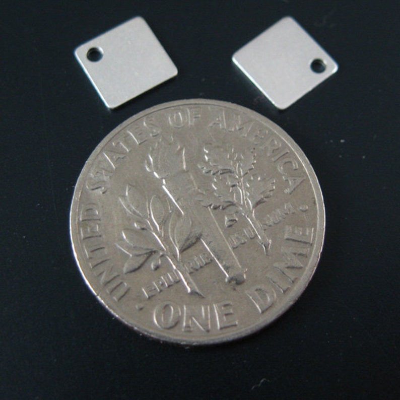 Sterling Silver Tags Tiny Diamond Shape Charm Tags 6 Mm 10 - Etsy