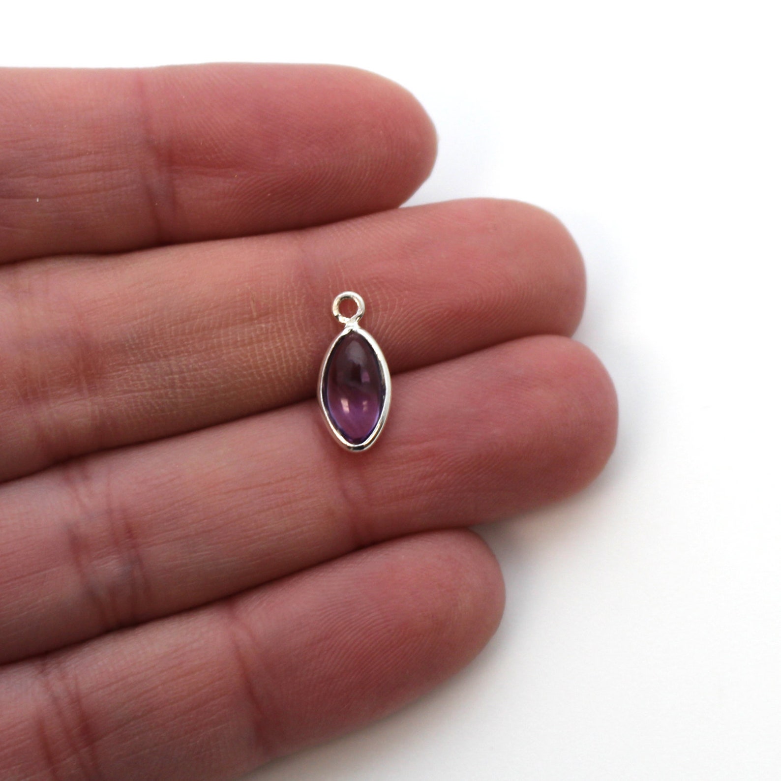 Silver Bezel Pendant Sterling Silver Natural Gemstone Charms | Etsy