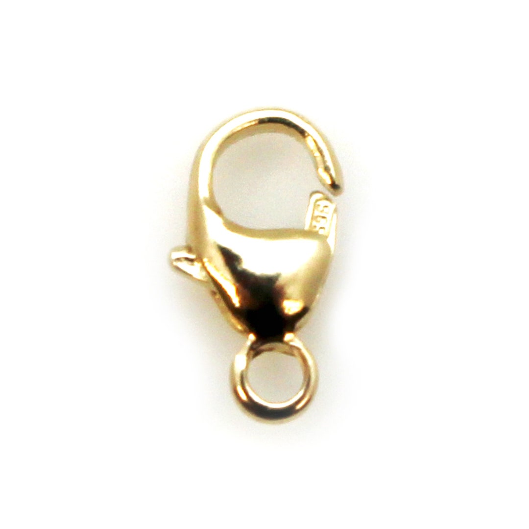14K Solid Gold Lobster Clasp, 14K Yellow Gold Tiny Lobster Clasp 8mm ...