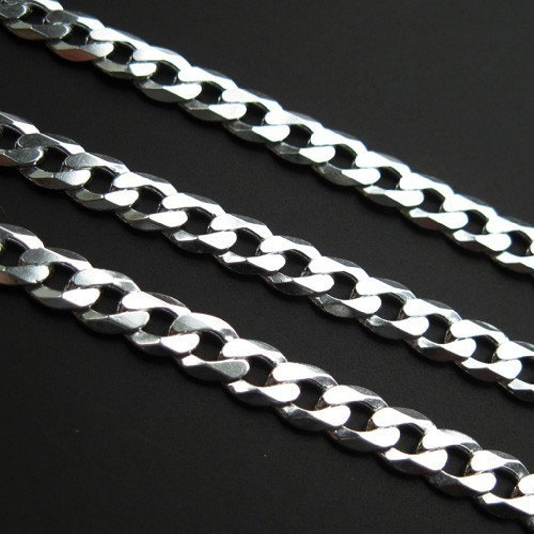 Sterling Silver Chain Chunky Diamond Curb Chain Unfinished Bulk Chain ...
