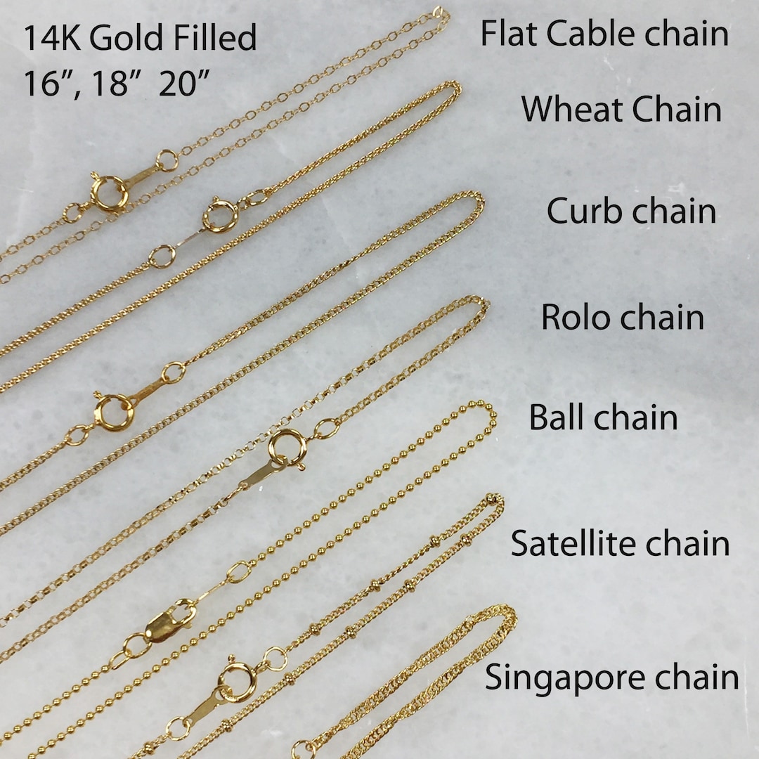 Gold Filled Finished Chains Necklaces, Satellite Ball Chain, Rolo Chain ...