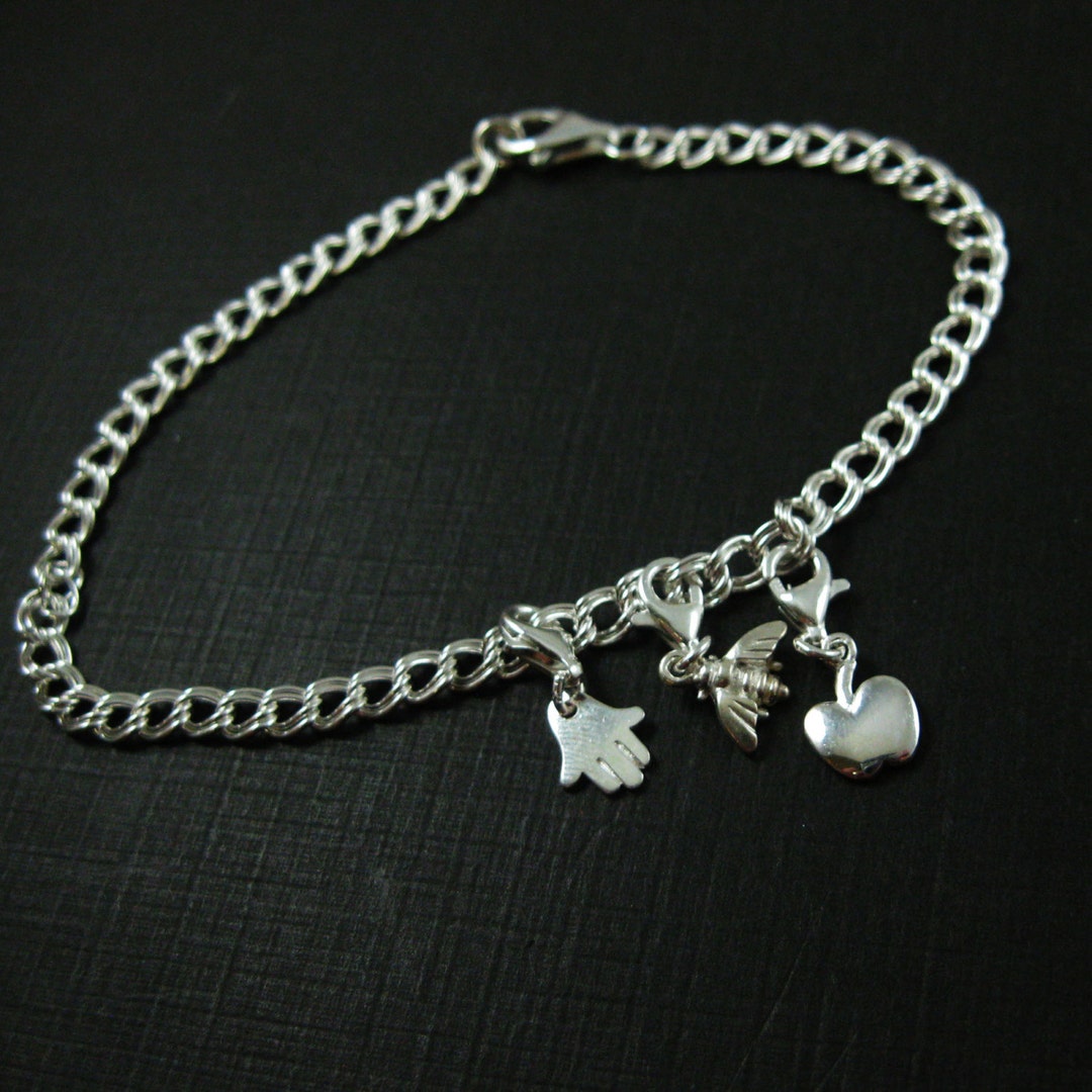 Sterling Silver Charm Bracelet - Double Twisted Cable Charm Bracelet ...