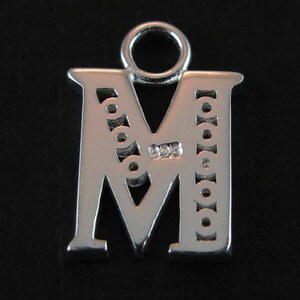 925 Sterling Silver Charm - Initial , Letter M Charm With CZ Stone ...