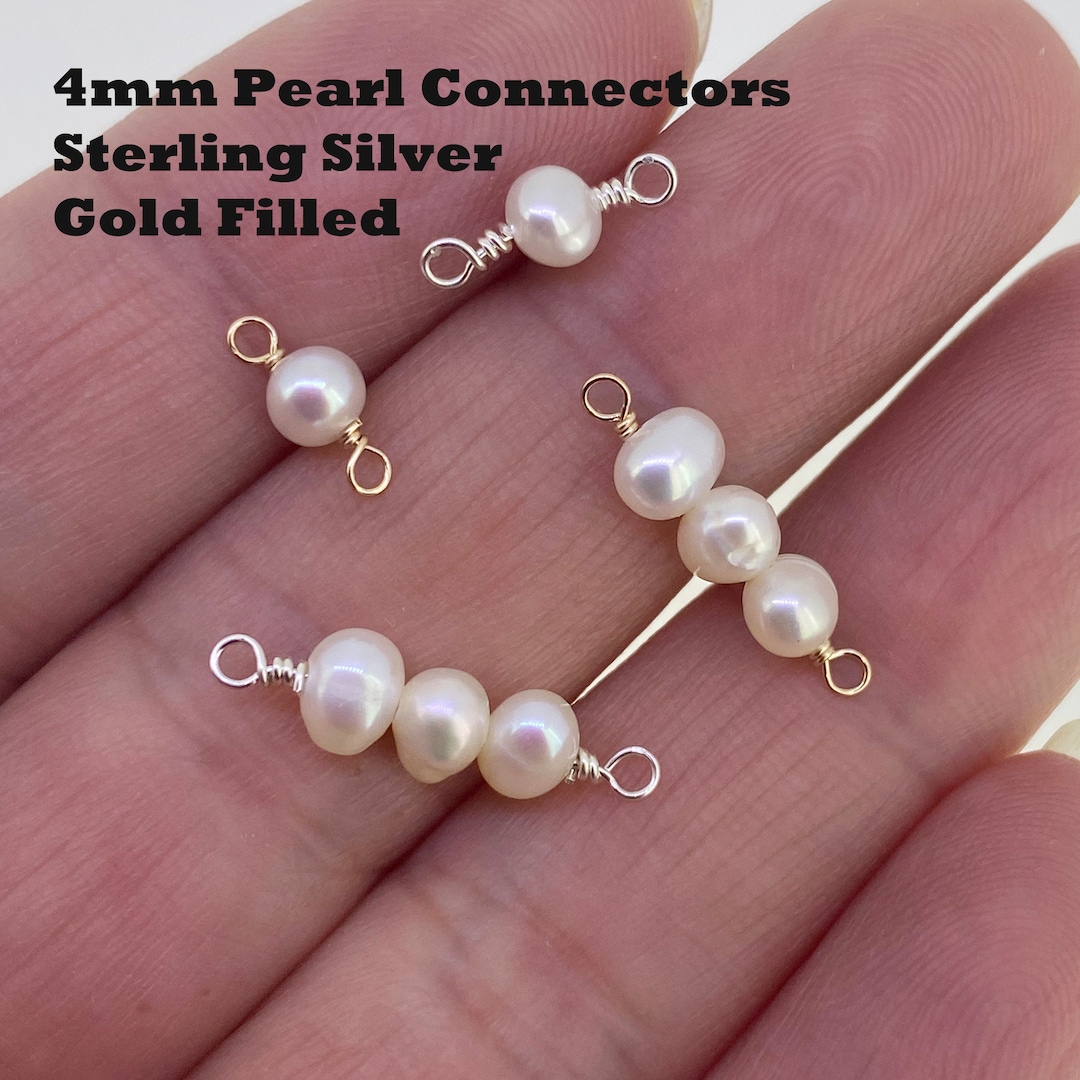 4mm Freshwater Pearl Connectors-sterling Silver or Gold Filled Pearl ...