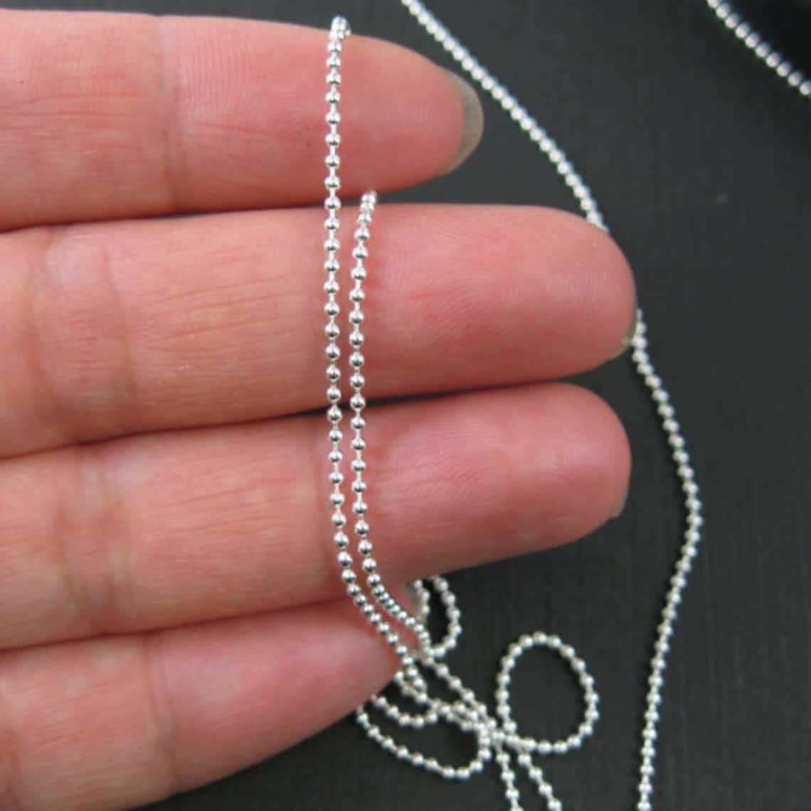 Sterling Silver Necklacechain-1.2mm Ball Chain - Etsy