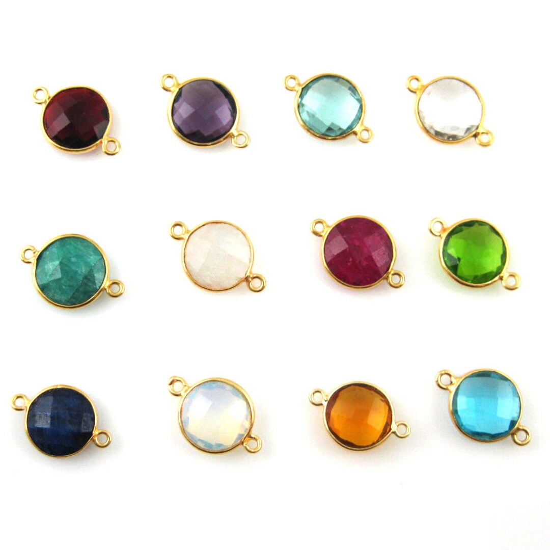 Sample Birthstone Connector,gemstone Connectors-gold Plated Sterling ...