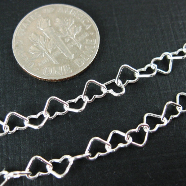 Sterling Silver Heart Chain Unfinished Bulk Chain Heart | Etsy
