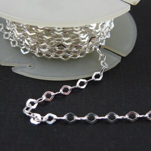 Sterling Silver Chain Unfinished , Bulk Chain, Diamond Shape Flat Cable ...