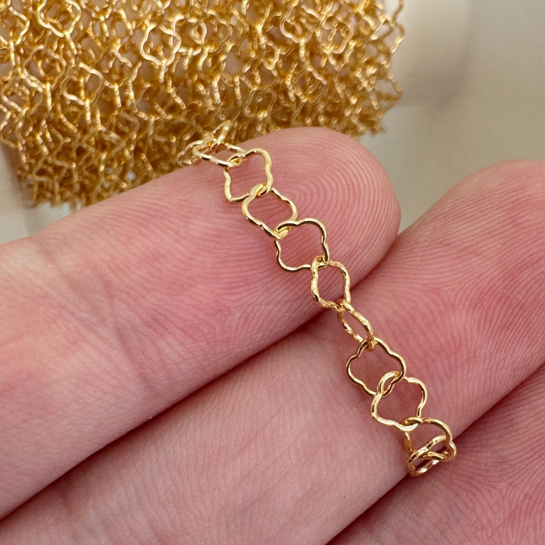 Gold or Silver Clover Shaped Link-chain by the Foot-bulk Unfinished ...