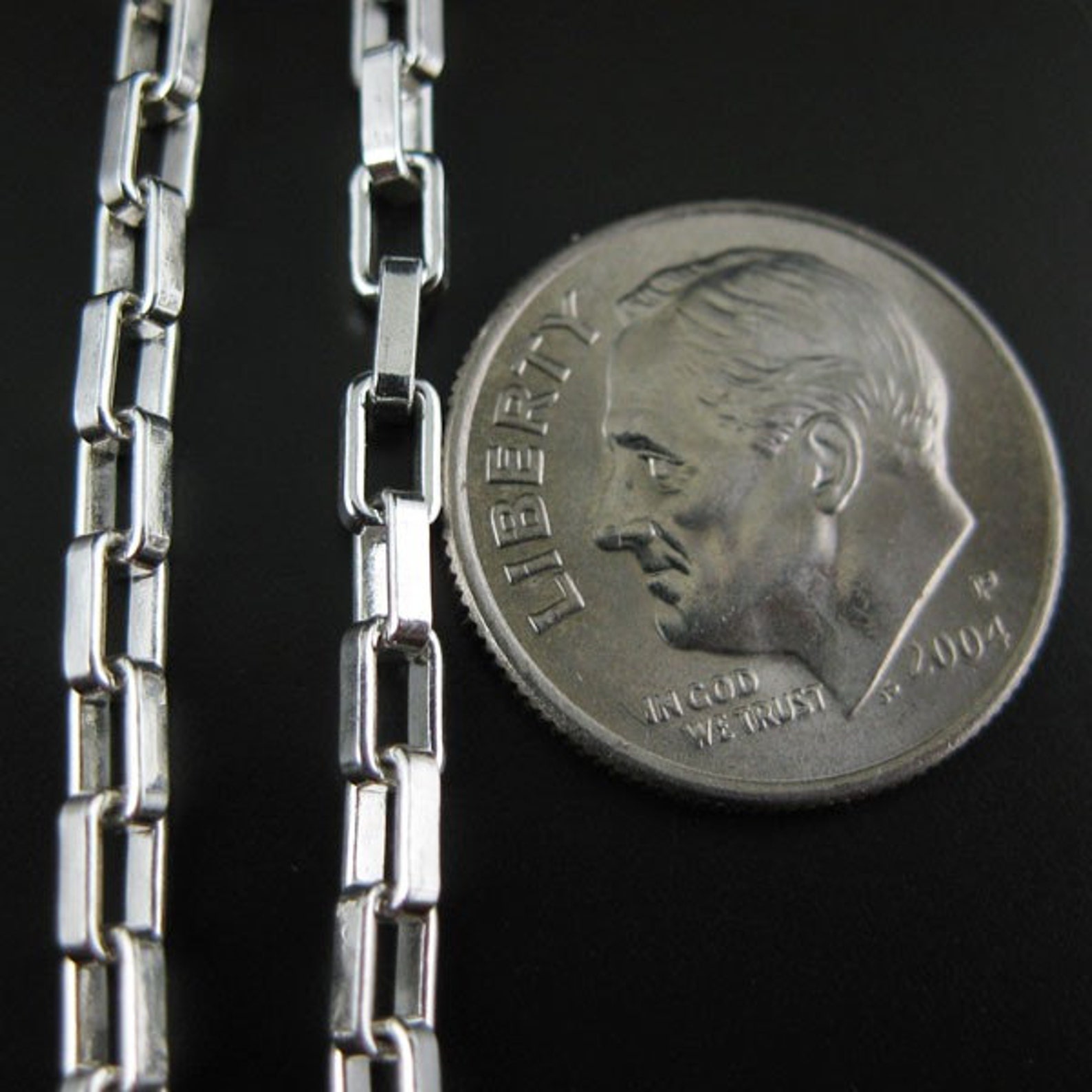 Sterling Silver Chain Heavy Long Box Chain Ready to Wear | Etsy