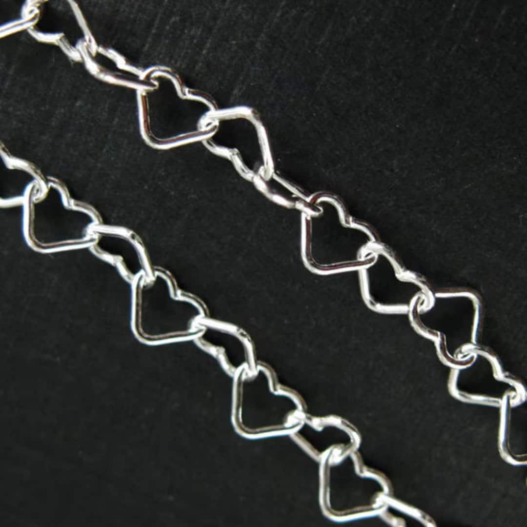 Sterling Silver Heart Chain, Unfinished Bulk Chain - Heart Shape Chain ...