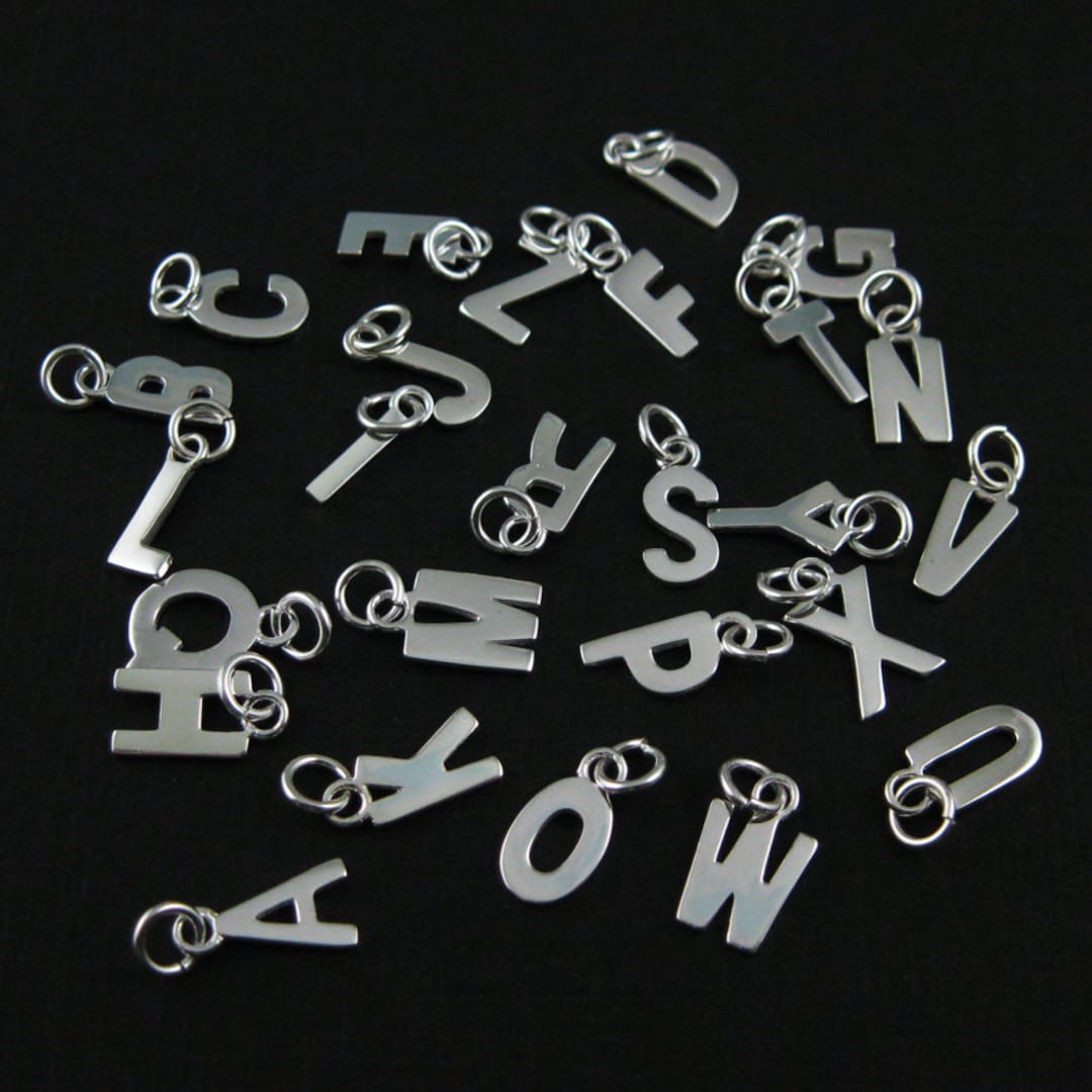 Initial Letter Charms-925 Sterling Silver Charm-smooth Letter Charms ...