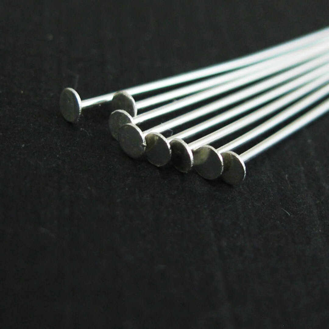 Headpins-sterling Silver Flat Head Pins, T Pins - 22ga-1 Inch-jewelry ...