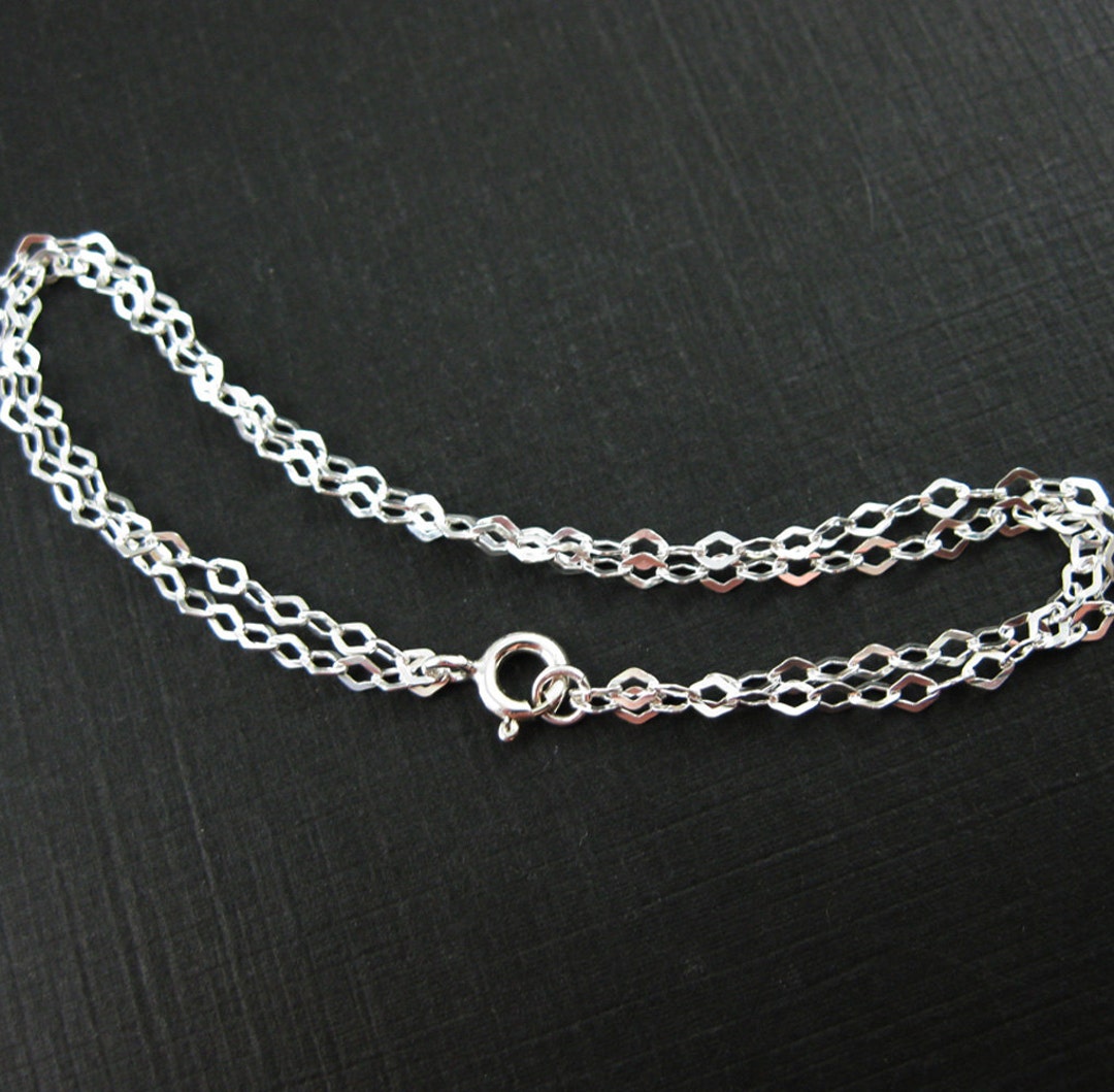 925 Sterling Silver Double Strands Chain Bracelet -sterling Fancy ...