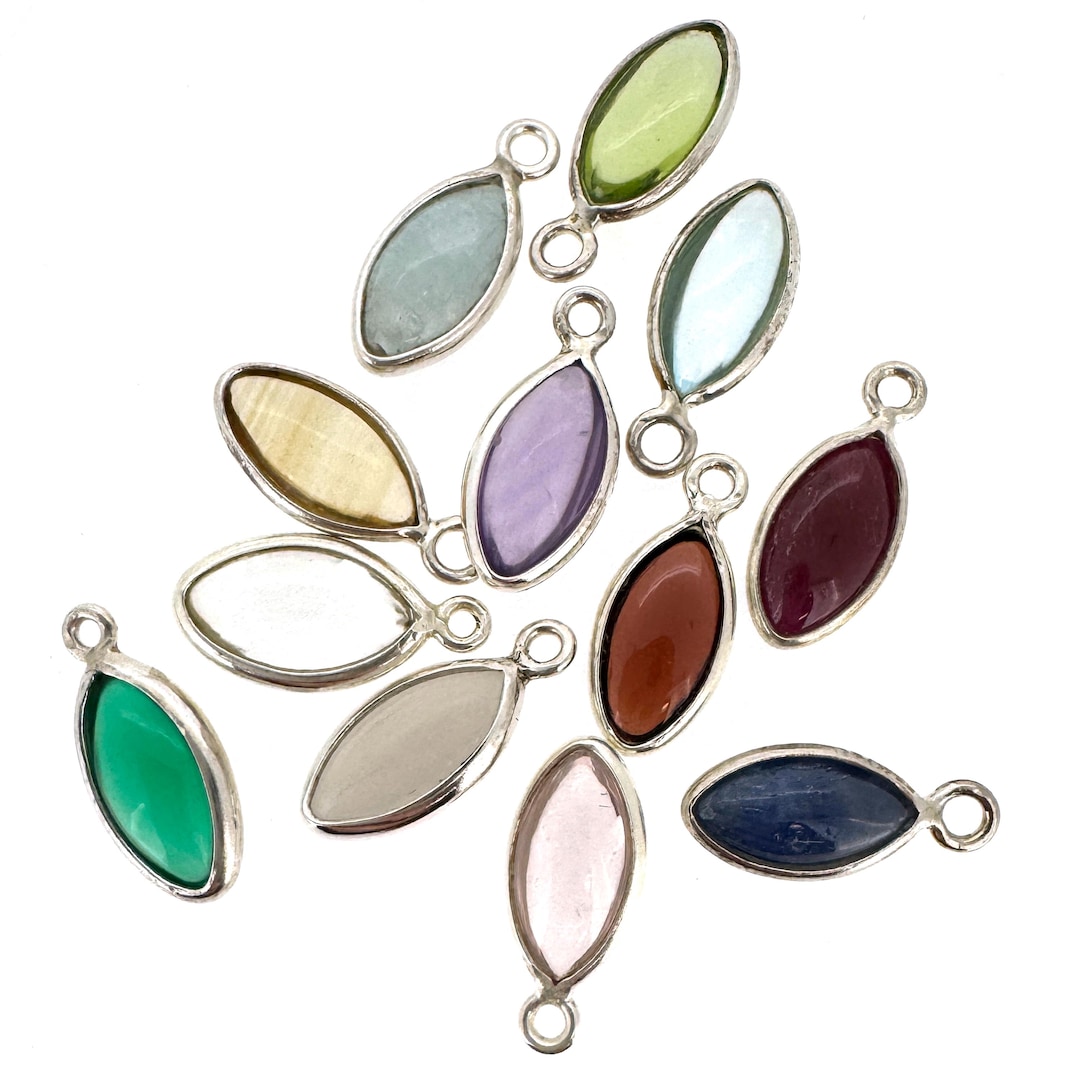 Silver Bezel Pendant- Sterling Silver Natural Gemstone Charms, Bezel ...