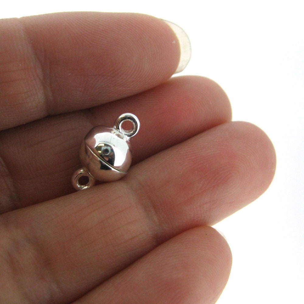 Sterling Silver Magnetic Clasp - Silver Magnetic Ball Toggle Clasp ...