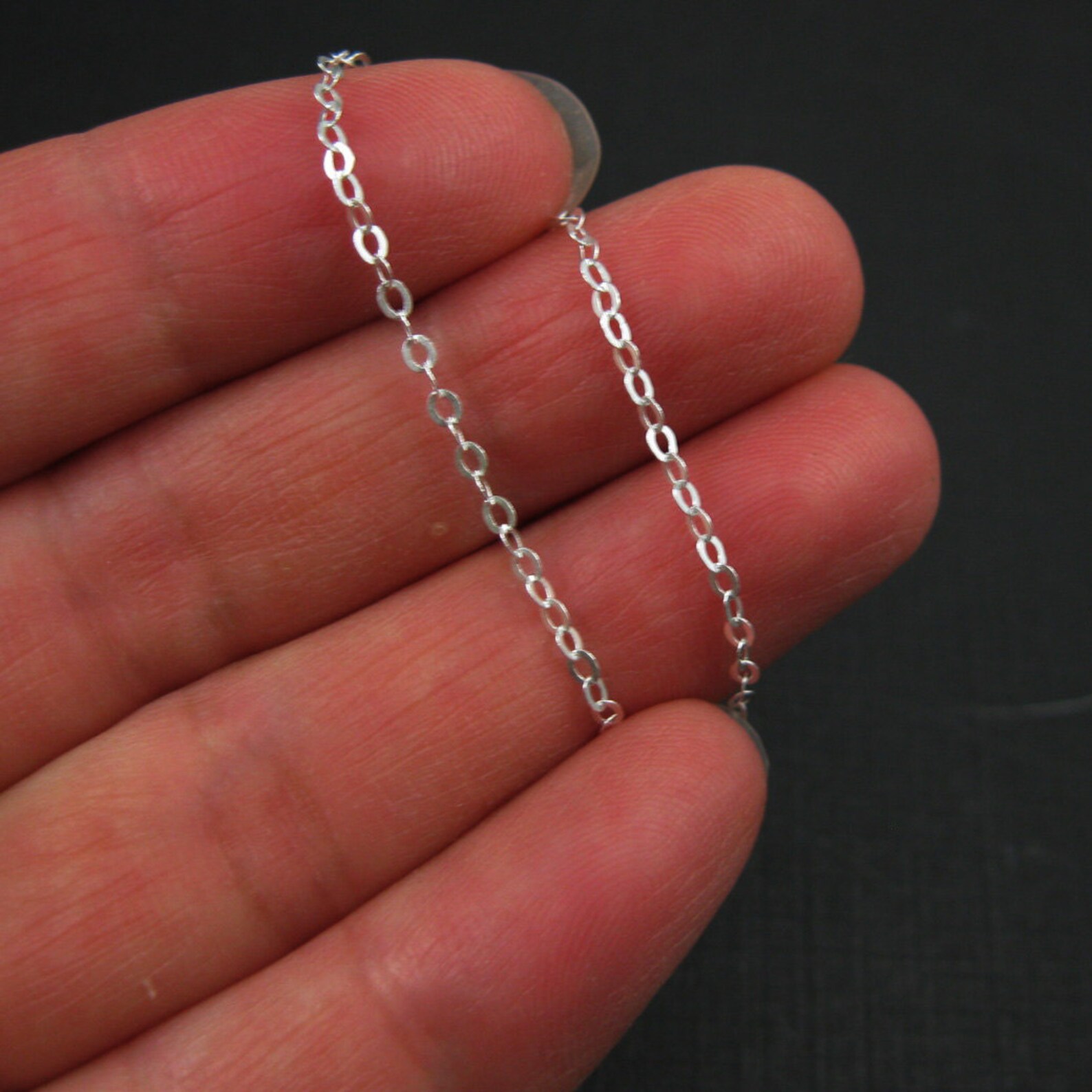 925 Sterling Silver Unfinished Bulk Chain, Cable Flat Oval ( 3 Feet or ...
