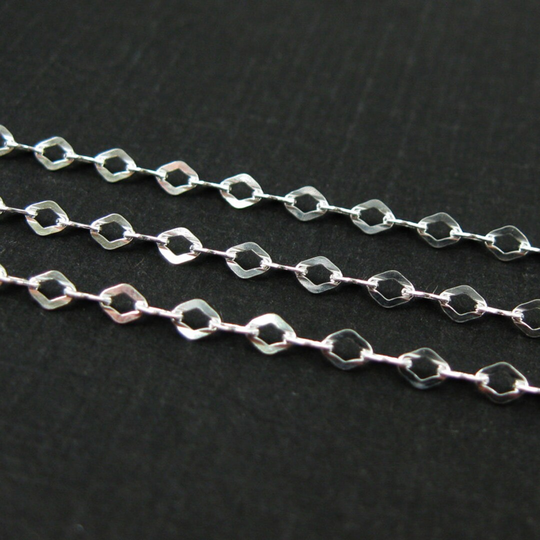 Sterling Silver Chain - Unfinished , Bulk Chain, Diamond Shape Flat ...