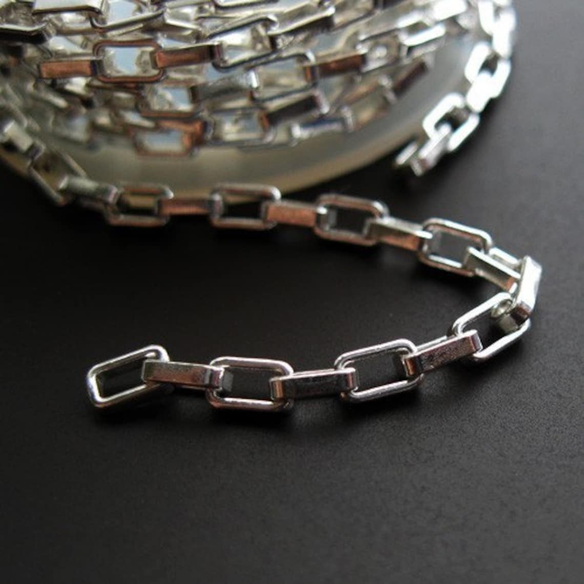 Sterling Silver Chain-heavy Long Box Chainunfinished Bulk - Etsy