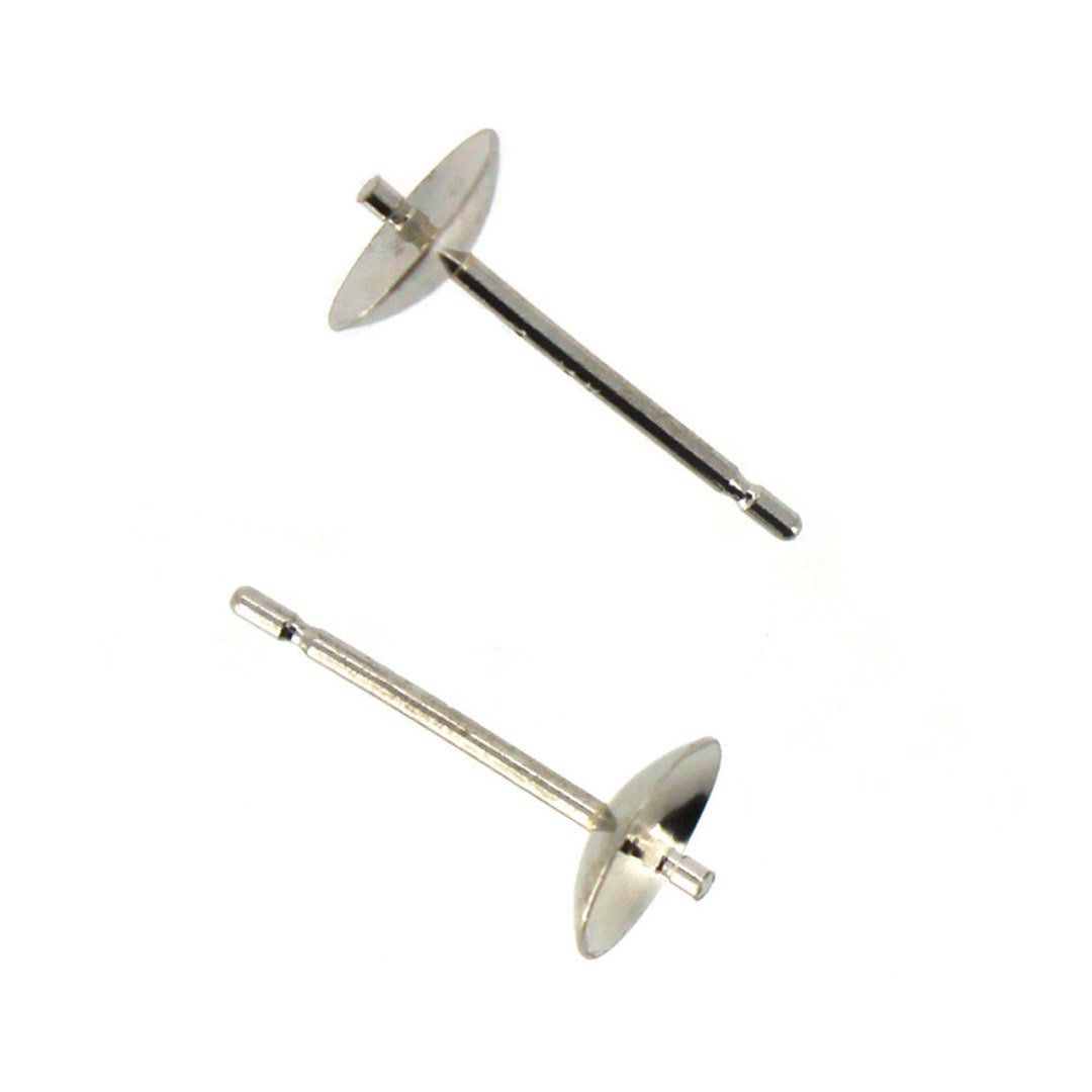 5mm Pearl Cup Earring Findings,14k White Gold Earrings Posts With Cups ...