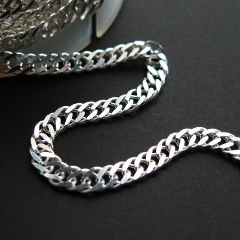 Sterling Silver Curb Chain-unfinished Bulk Chain-double - Etsy
