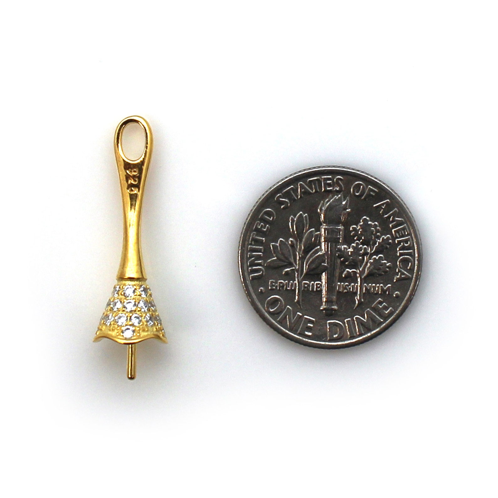 Pearl Cap Bail-gold Plated Sterling Silver Long Decorative - Etsy