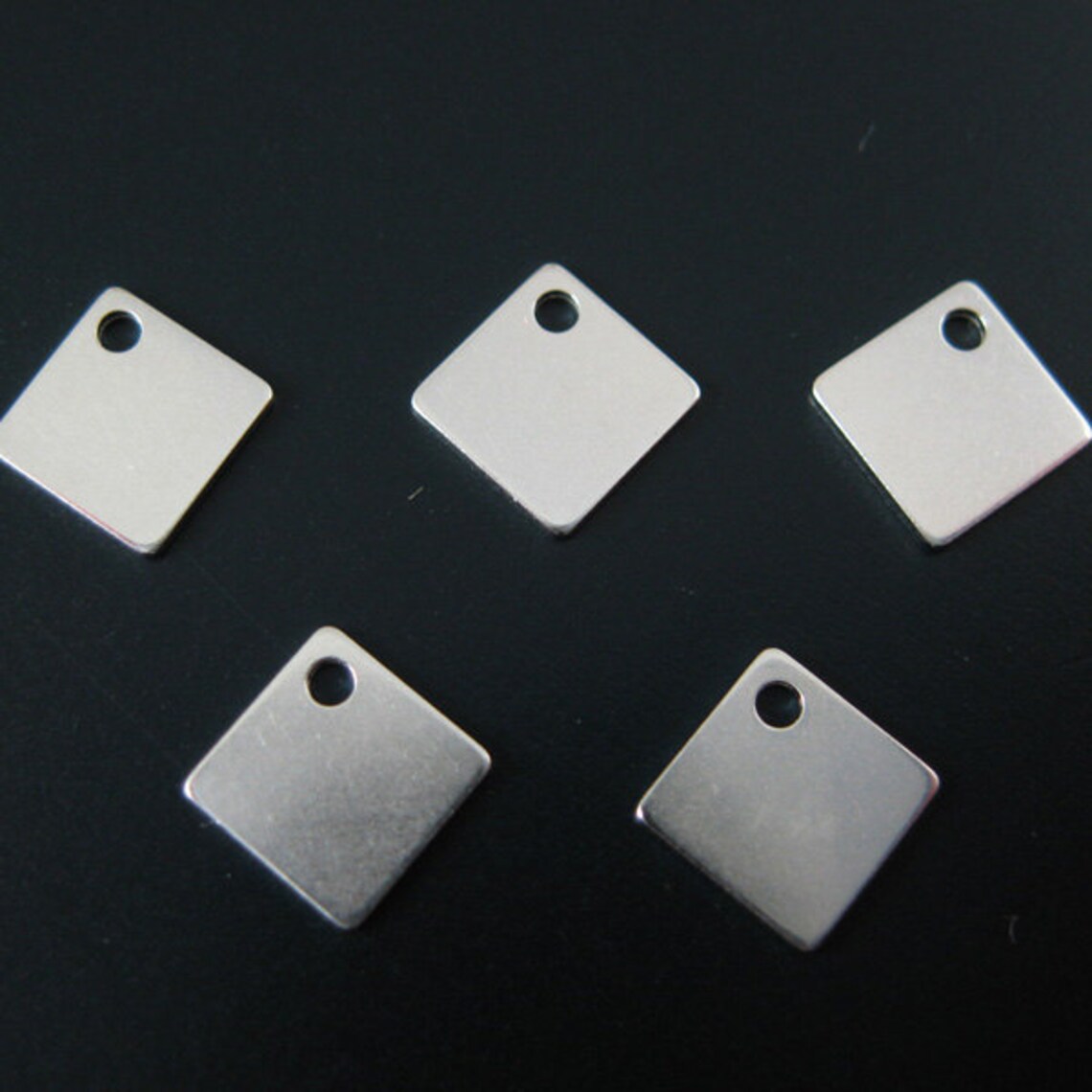 Sterling Silver Tags Tiny Diamond Shape Charm Tags 6 Mm 10 - Etsy