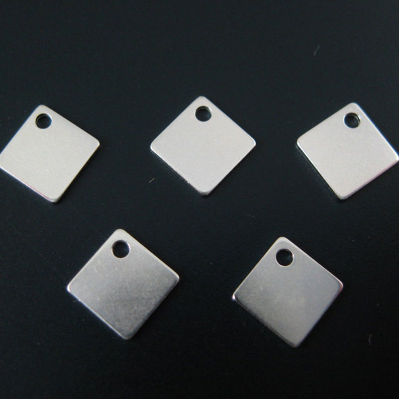 Sterling Silver Tags Tiny Diamond Shape Charm Tags 6 Mm 10 - Etsy