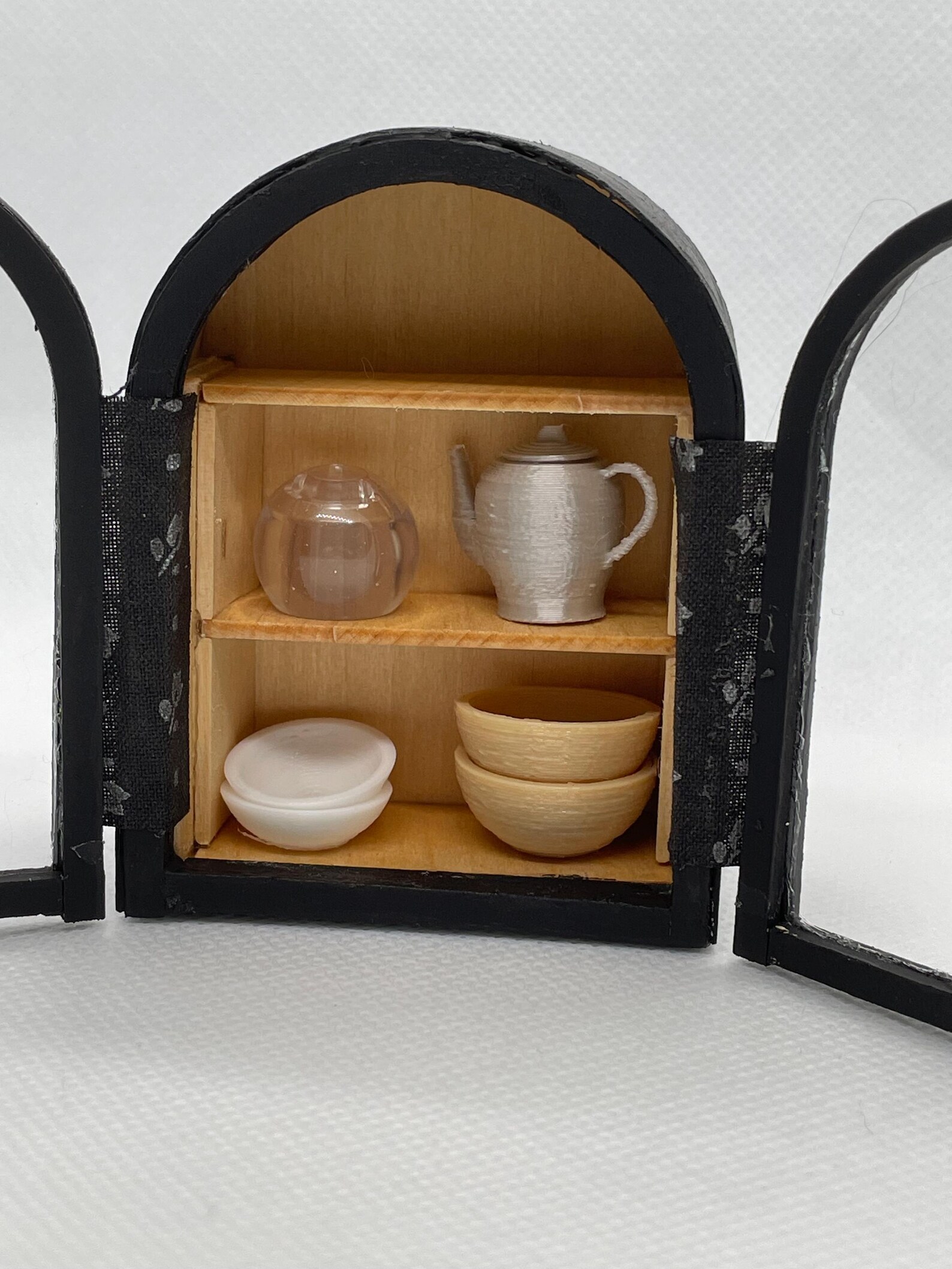 Dollhouse Miniature Arched Wall Cabinet With Shelves for Tiny Storage 1 ...