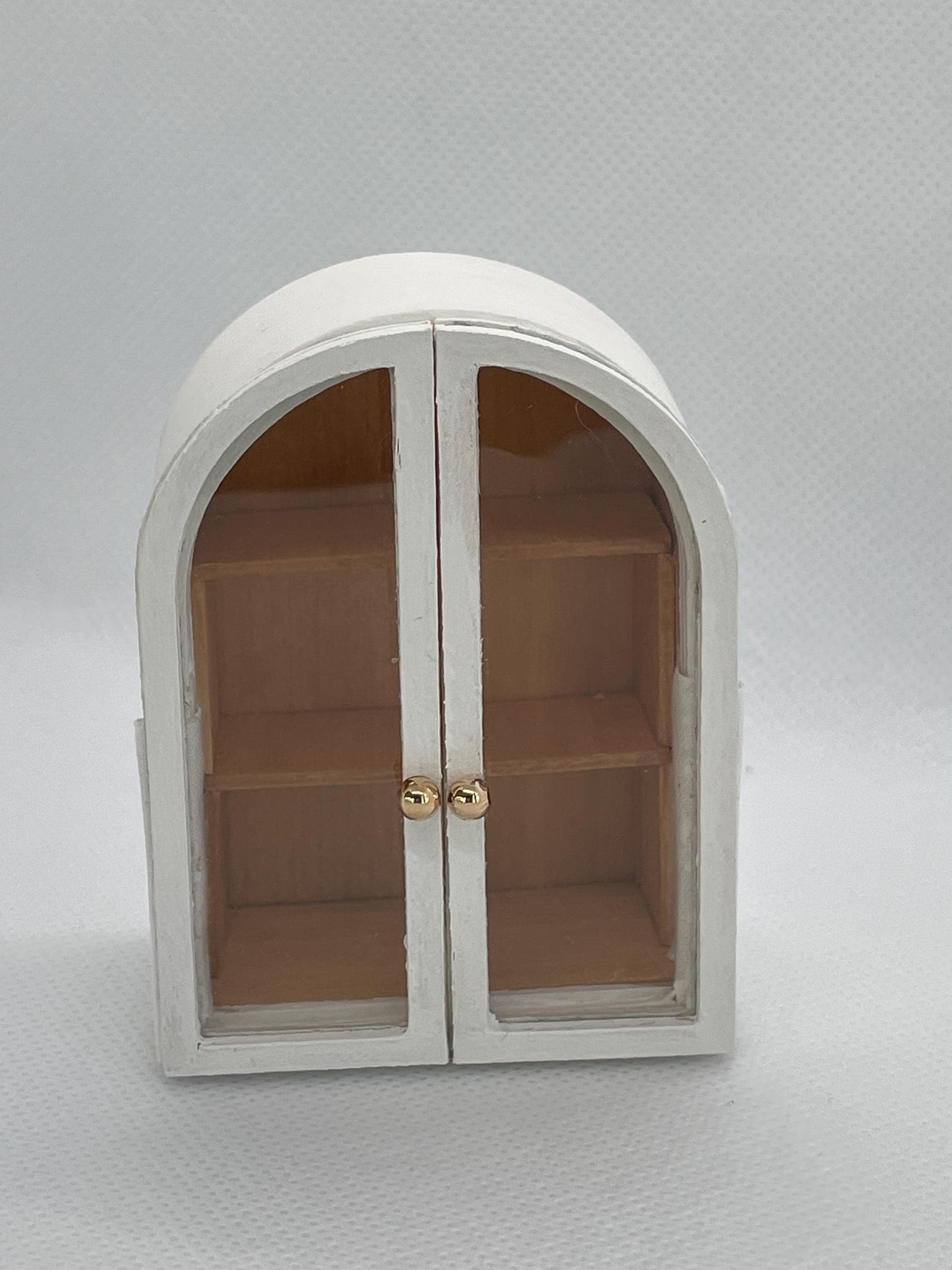 Dollhouse Miniature Arched Wall Cabinet With Shelves for Tiny Storage 1 ...