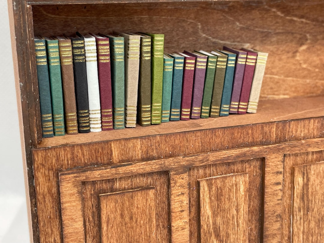 Dollhouse Books ~ Miniature Books in Neutral and Cool-toned Colors With ...