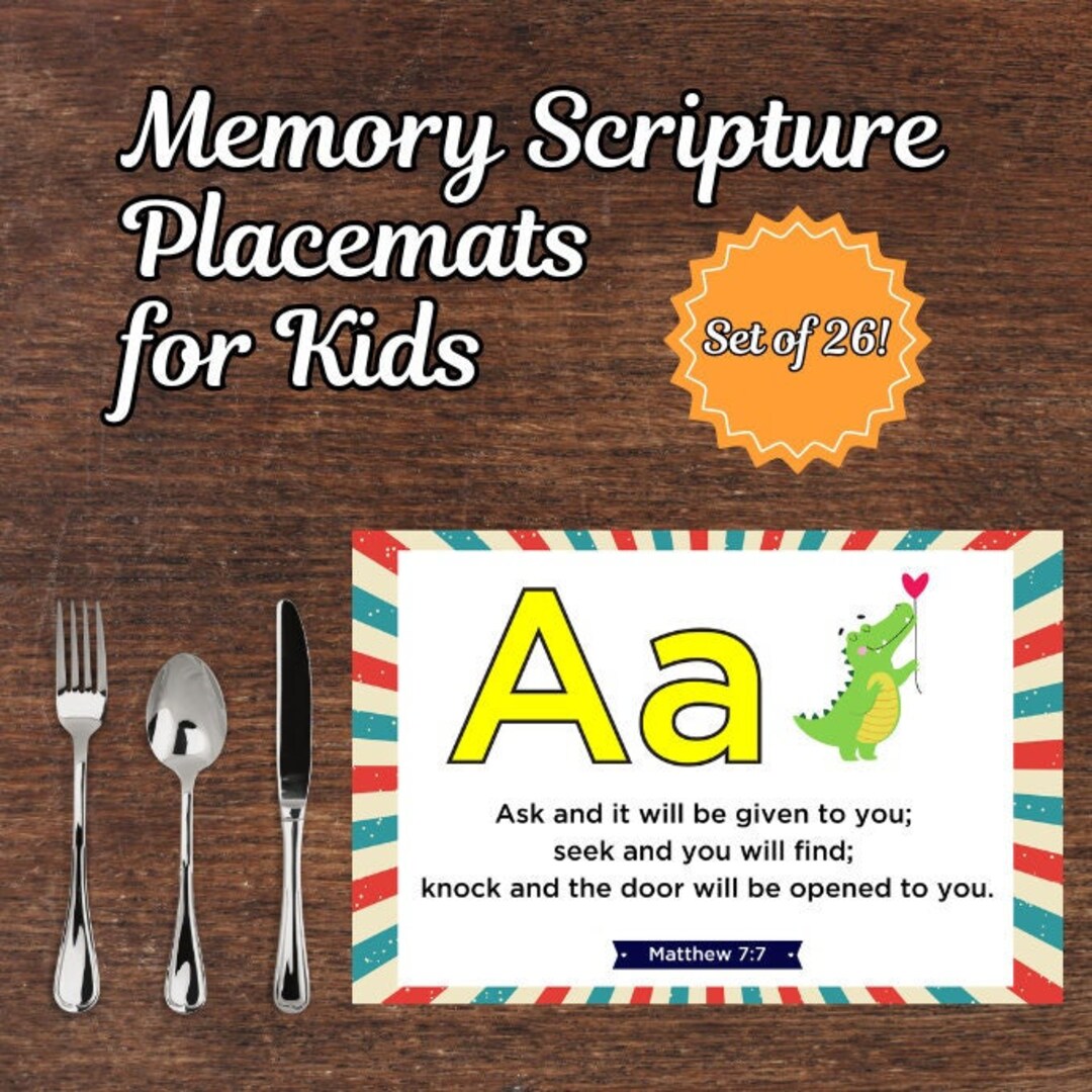 Alphabet Bible Verse Placemats for Kids 11x17 Scripture Reading ...