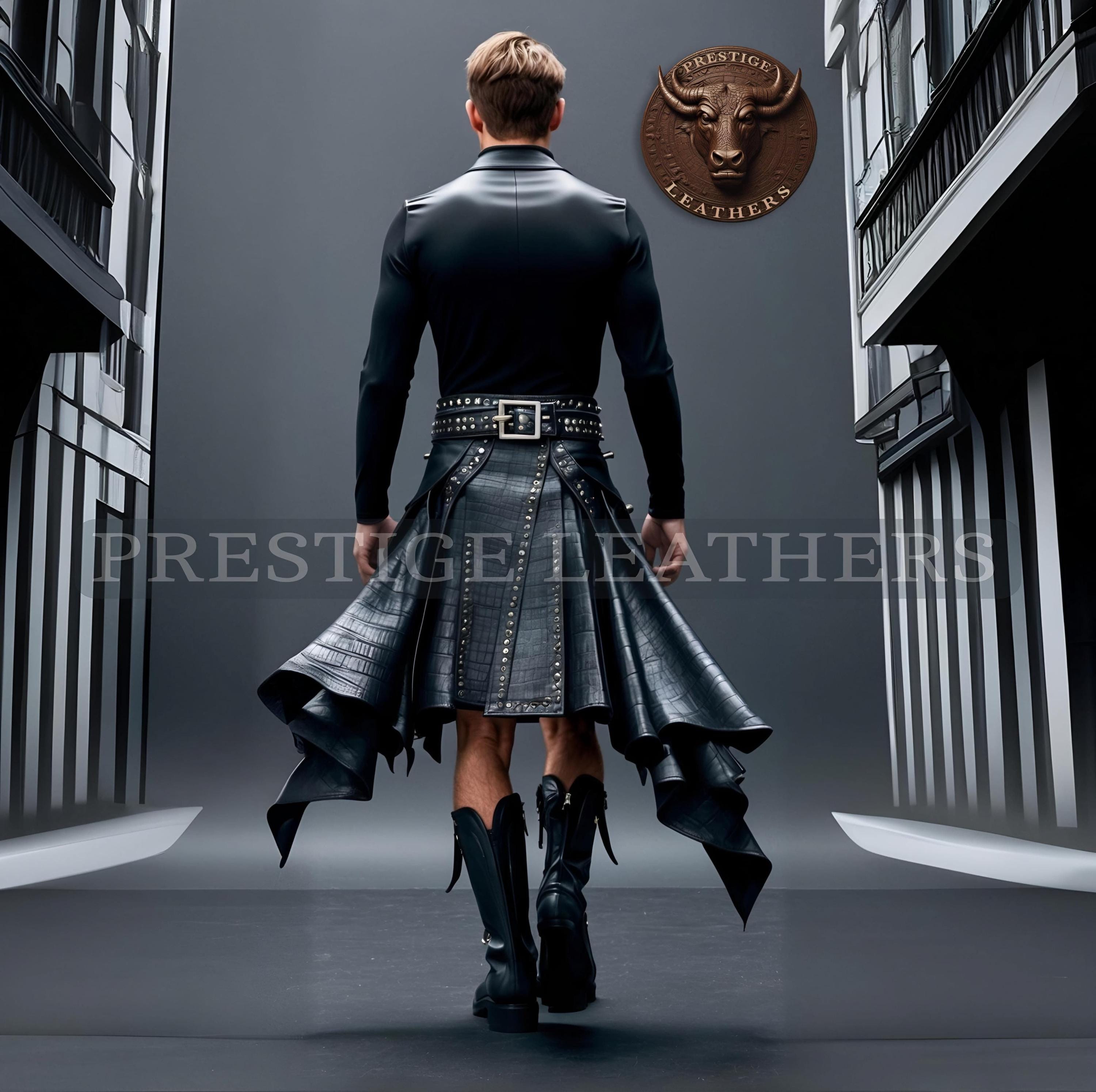 Studded Leather Kilt - Gothic & Viking Style for Men | Handcrafted ...