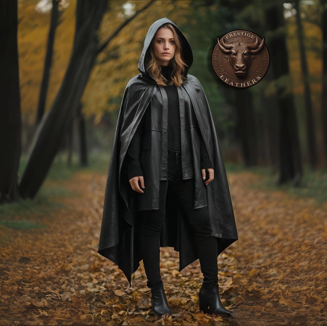 Full-length Leather Cloak – Stylish Hooded Cape for All Seasons ...