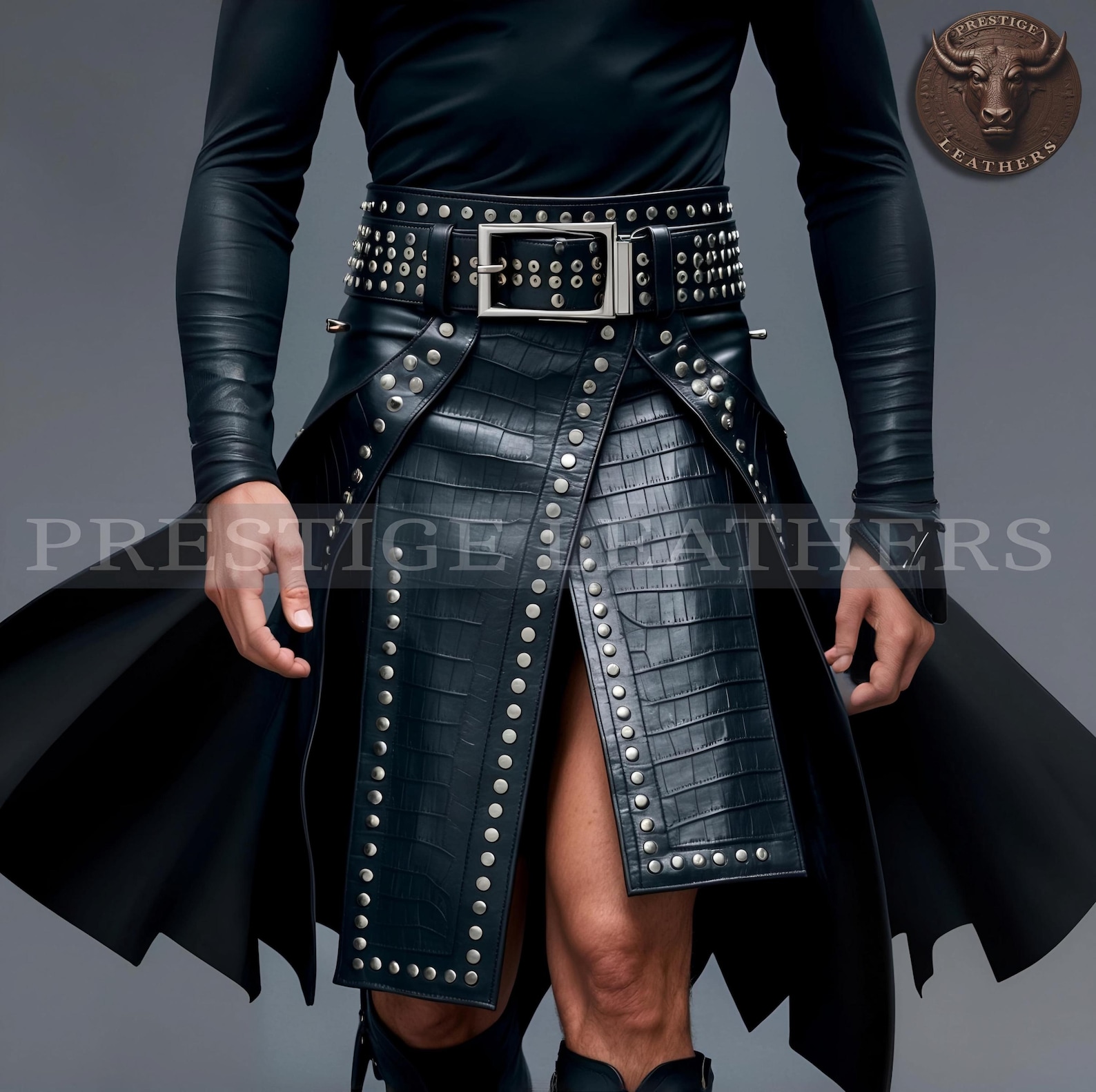 Studded Leather Kilt - Gothic & Viking Style for Men | Handcrafted ...