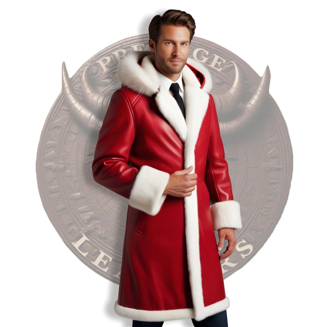 Christmas Luxury Santa Leather Coat | Santa Suit | Leather Christmas ...