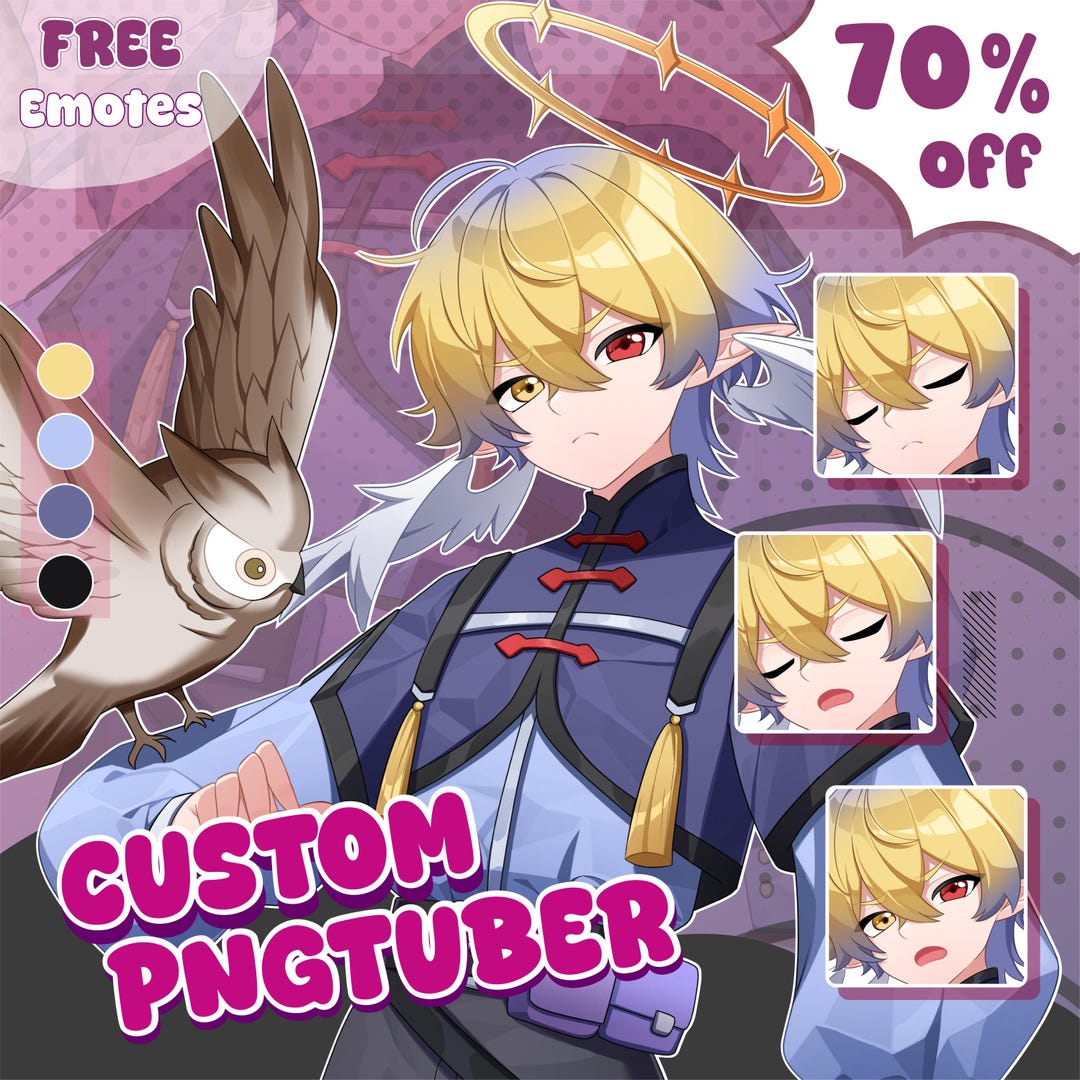 Custom Pngtuber Model | Anime 2D Streaming Avatar With 3 Emotions ...