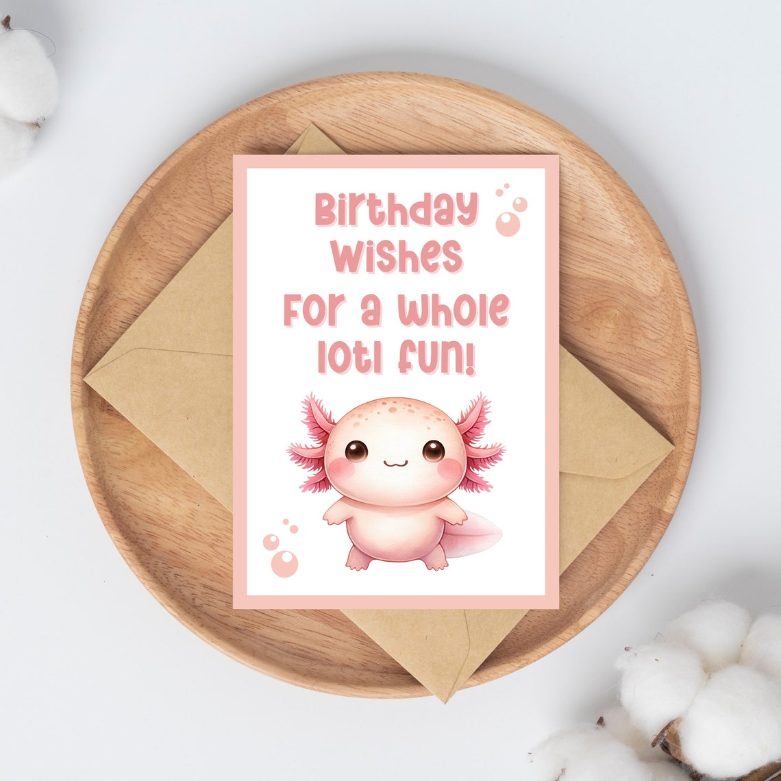 Axolotl Birthday Card, Downloadable Printable Birthday Card, Girls ...